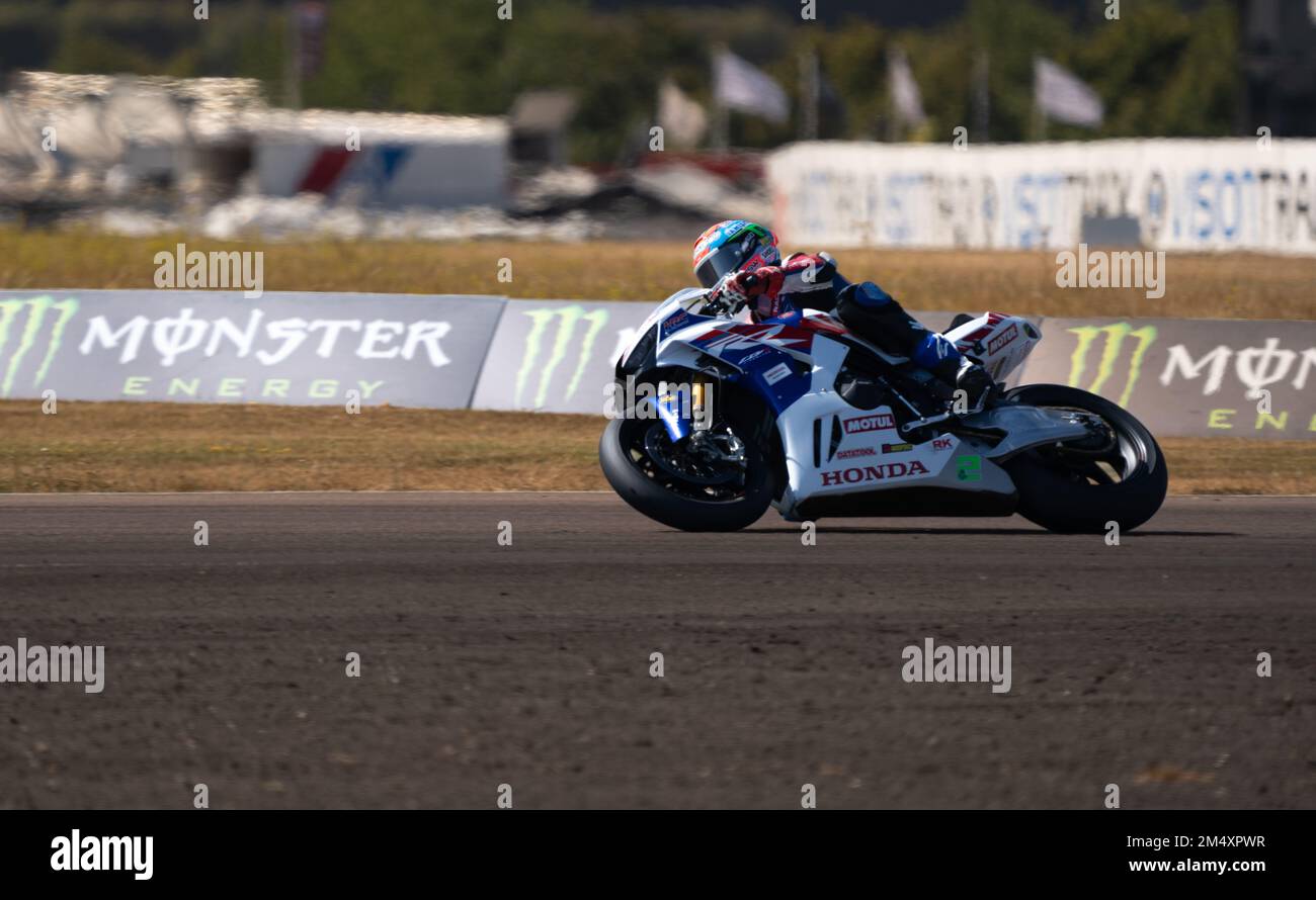 British Super Bikes Thruxton Race Circuit Sunday Race Day Stock Photo ...
