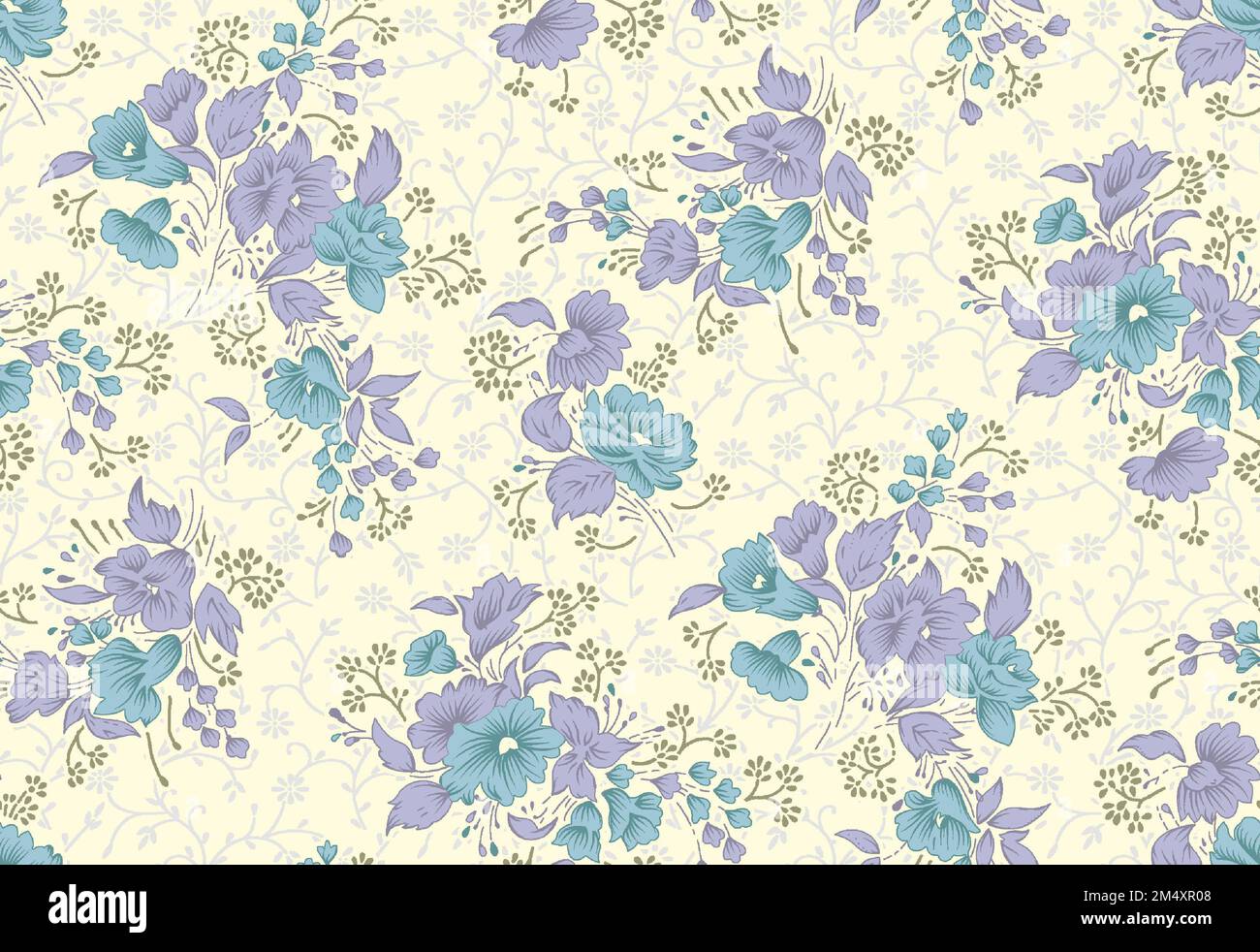 Blue Retro flower with Blue background floral Pattern For Textile Use ...