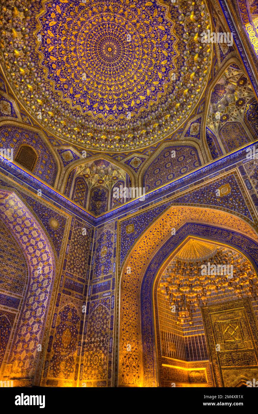 Interior, Tilla-Kari Mosque (Completed 1660), Registan Square ...