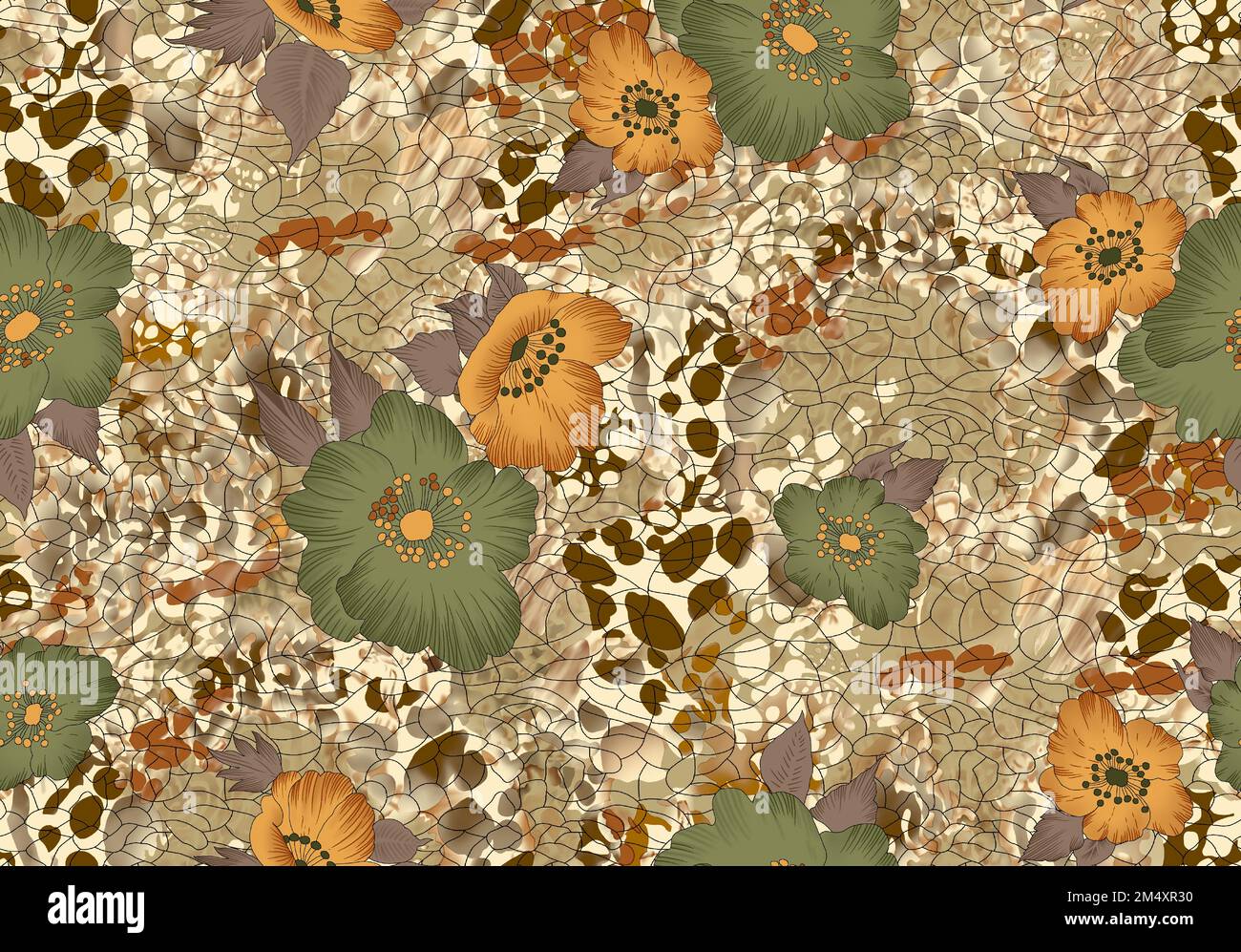 Colorful Retro flower with Brown multiple texture background floral ...