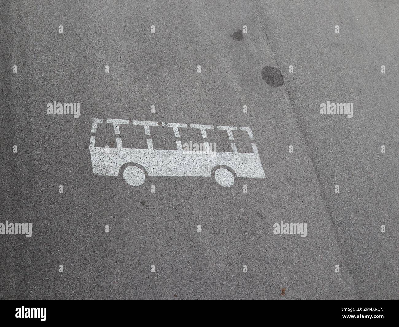 bus sign on asphalt Stock Photo - Alamy