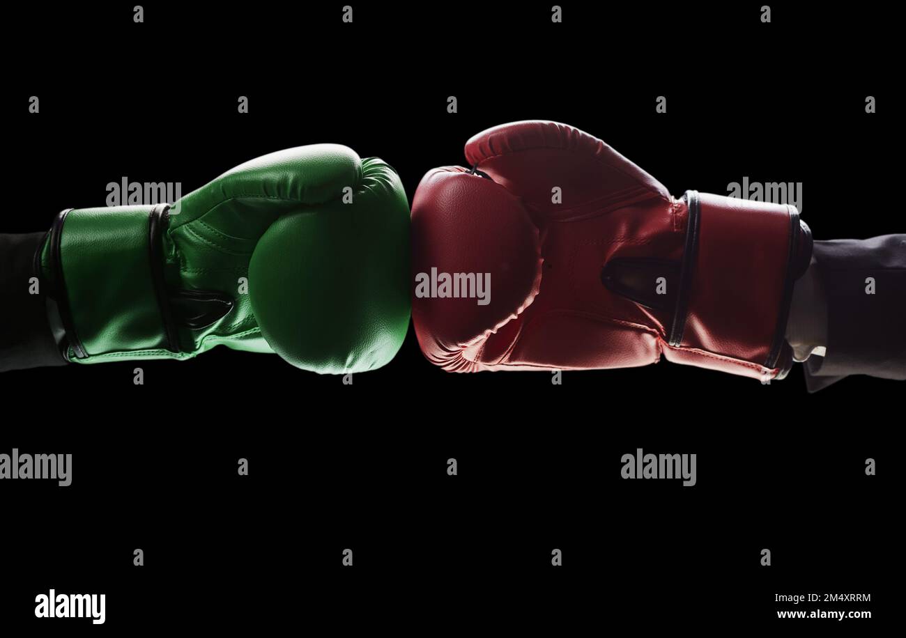 Two men's hands in boxing gloves. The concept of confrontation. Photo ...