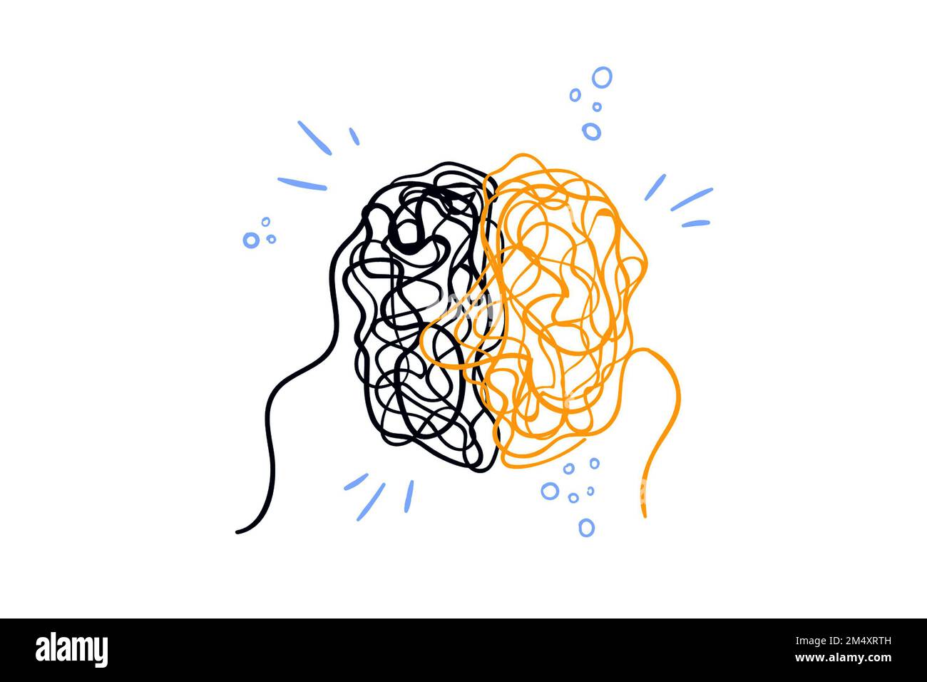 two sides of a human brain depicted with thread Stock Photo - Alamy