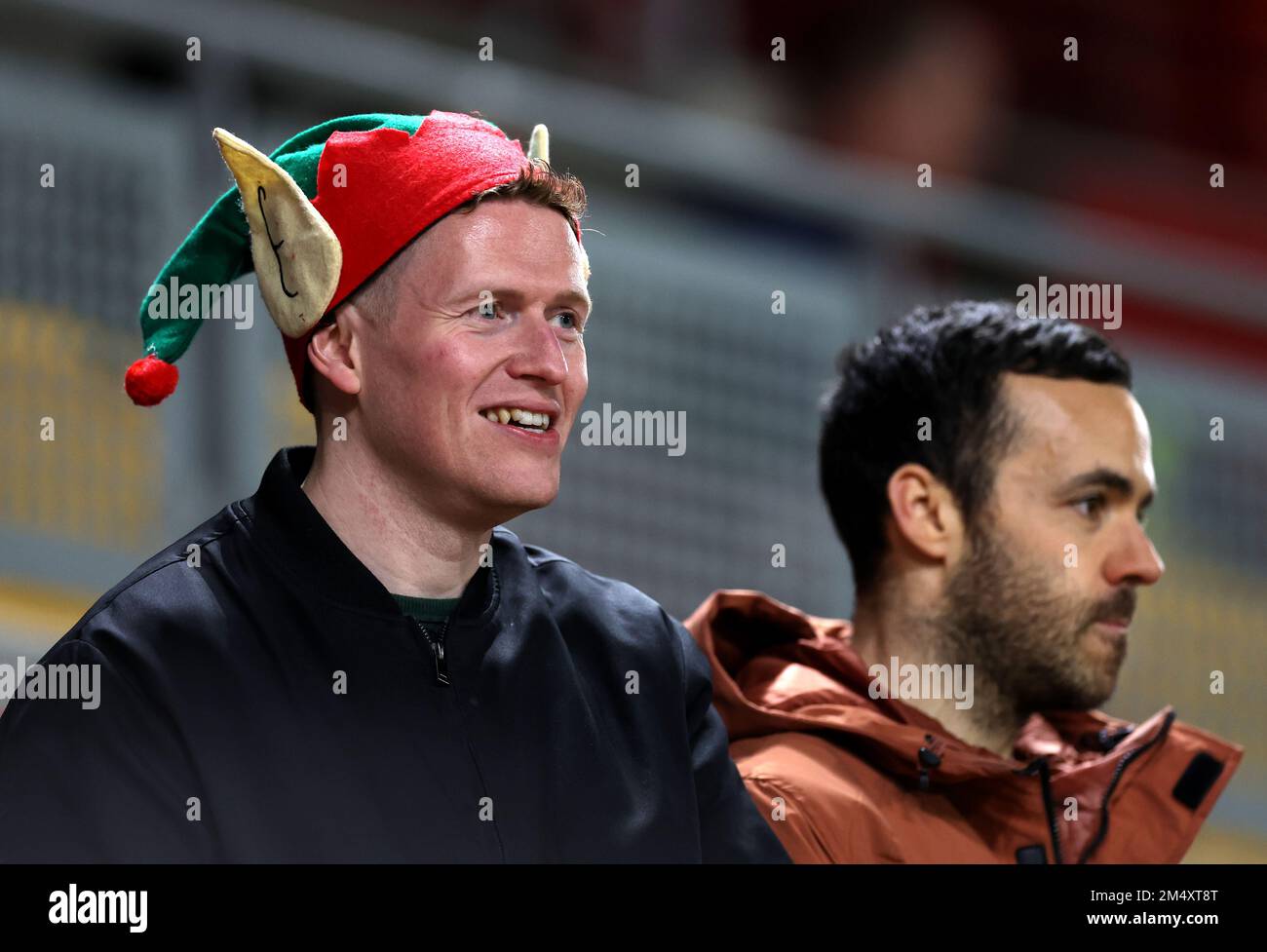 A fan dressed as an elf in the stands ahead of the Gallagher ...