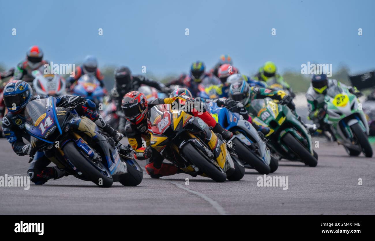 British Super Bikes Thruxton Race Circuit Sunday Race Day Stock Photo ...