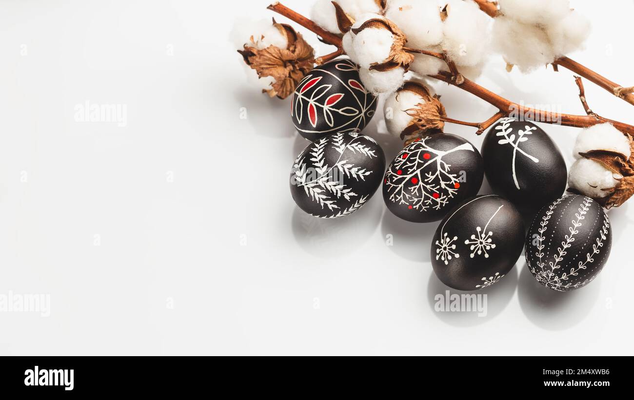 Black and White Pysanka Easter Eggs Decorated with Traditional Eastern ...