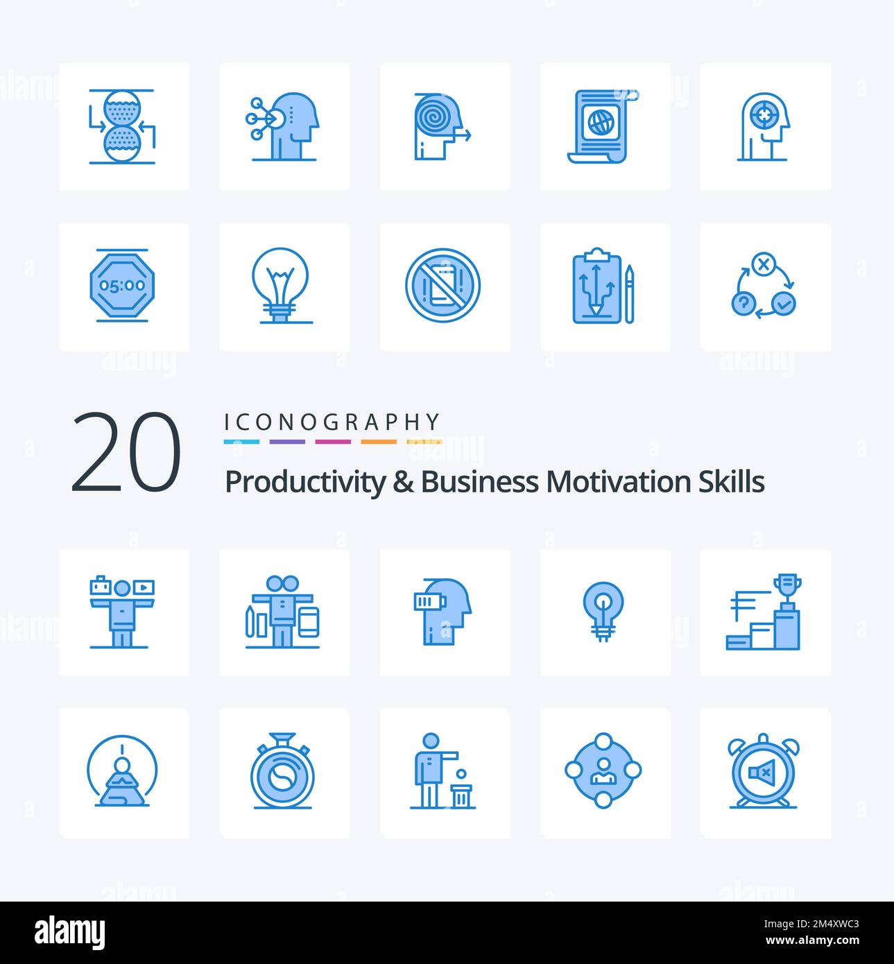 20 Productivity And Business Motivation Skills Blue Color Icon Pack