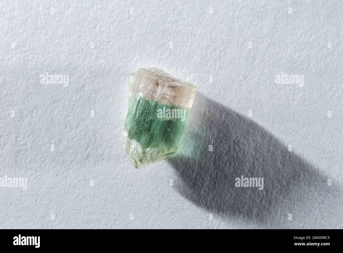 Raw Pink and Green Watermelon Tourmaline Crystal on White Background in ...