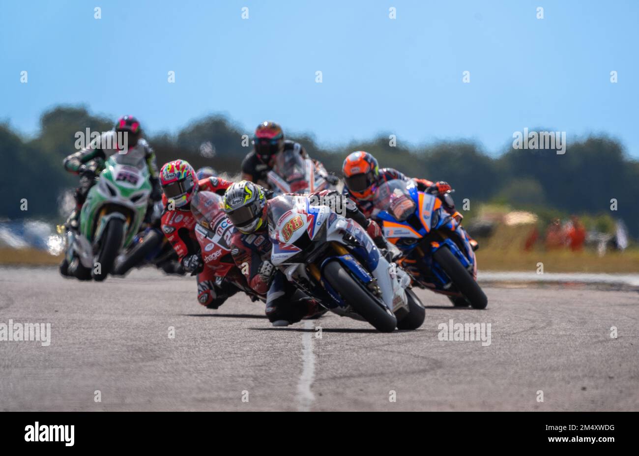 British Super Bikes Thruxton Race Circuit Sunday Race Day Stock Photo ...