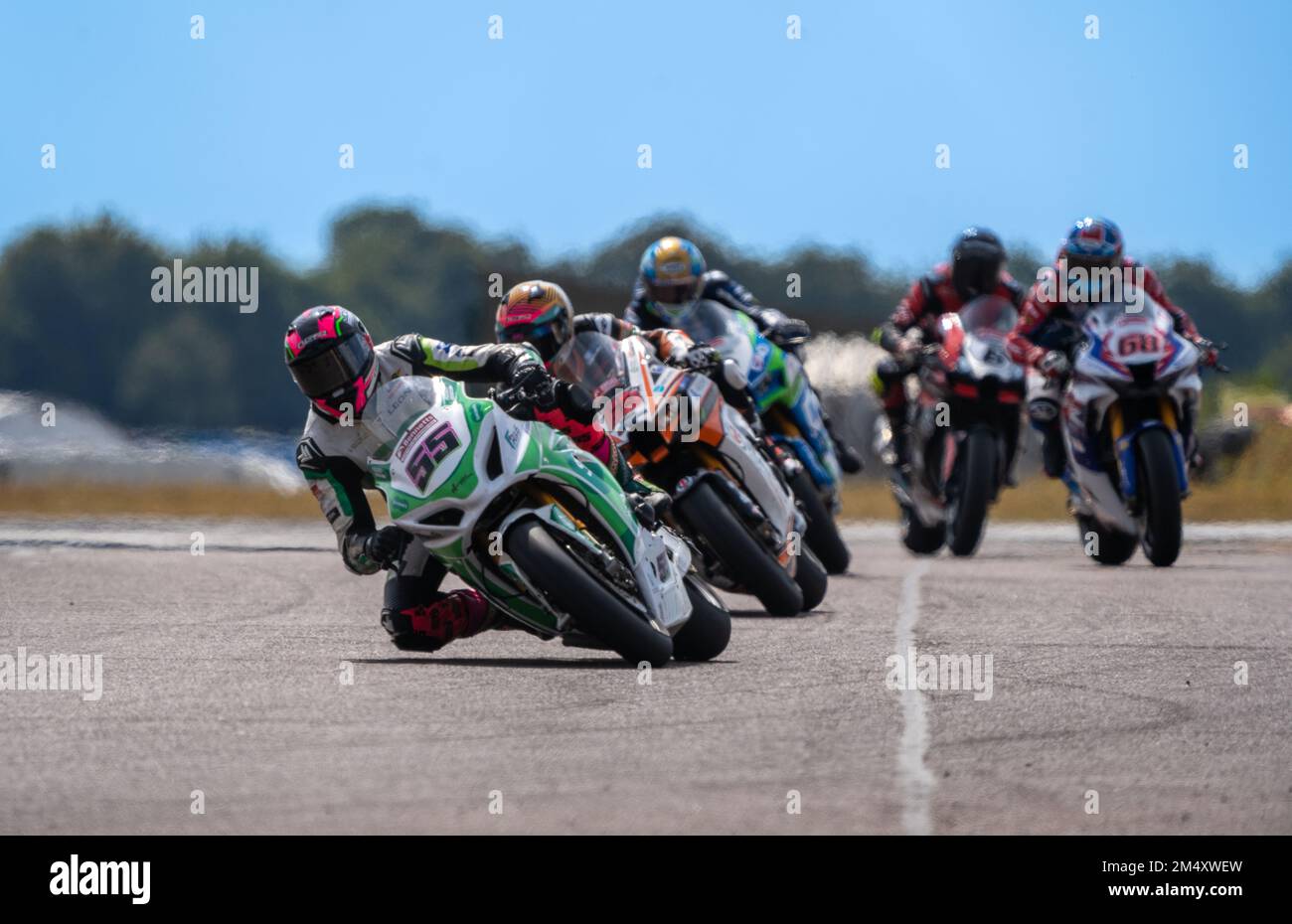 British Super Bikes Thruxton Race Circuit Sunday Race Day Stock Photo ...