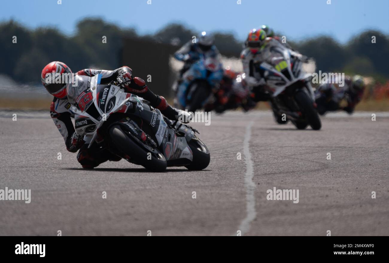 British Super Bikes Thruxton Race Circuit Sunday Race Day Stock Photo ...