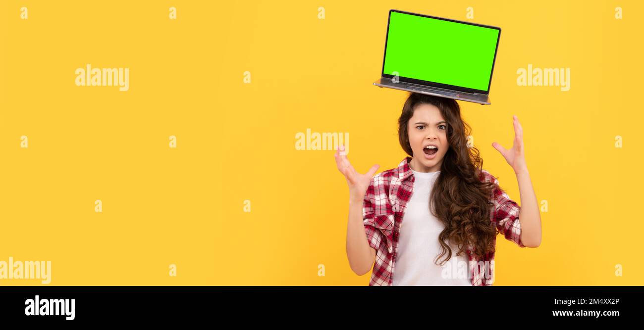 webinar pc elearning. angry child has ot of work. school presentation ...