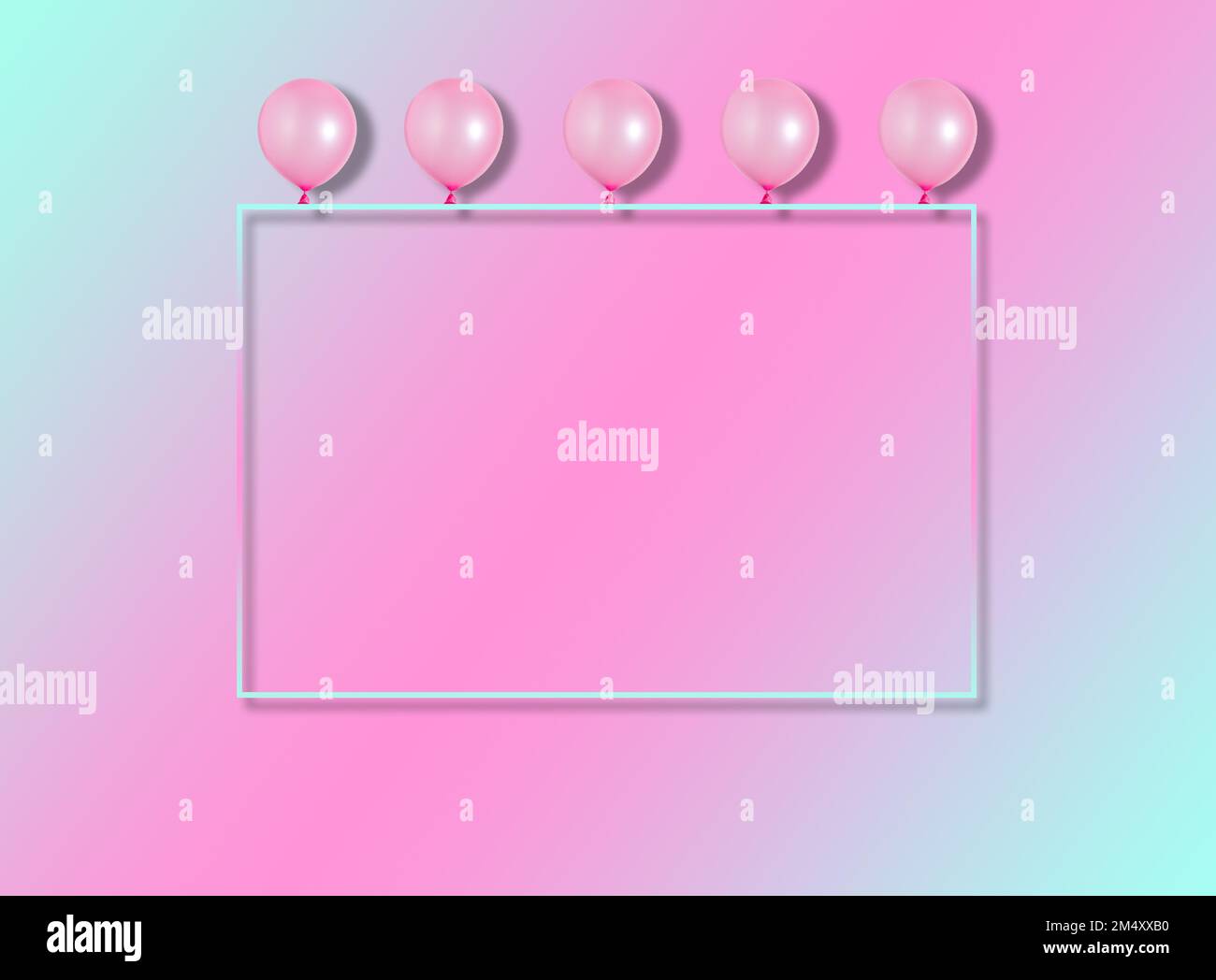 frame with balloons, creative holiday design, pink-blue background ...