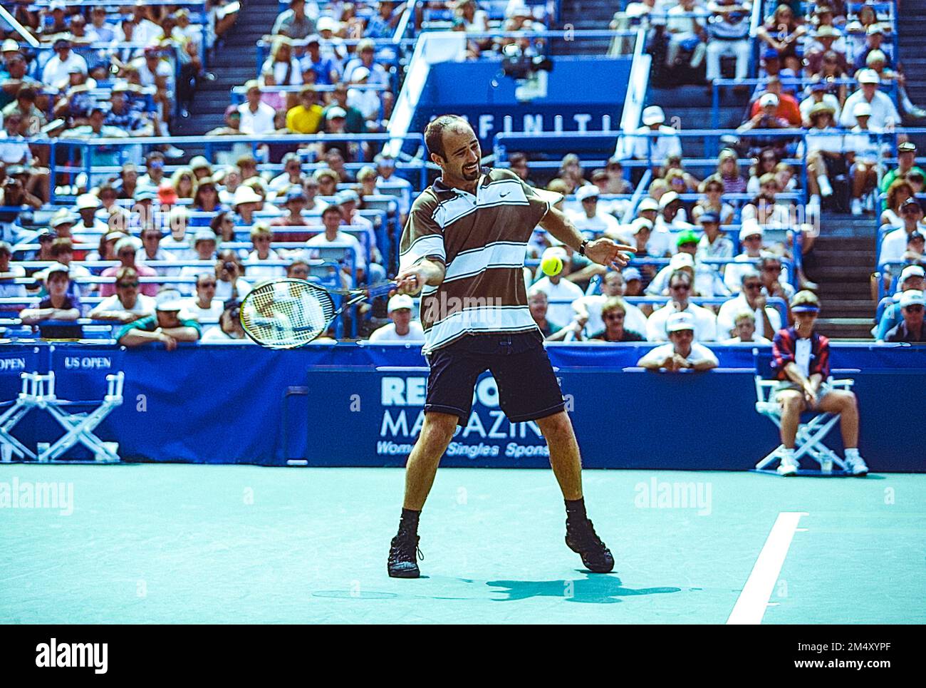 Andre Agassi (USA) competing at the 1995 US Open Tennis Stock Photo - Alamy
