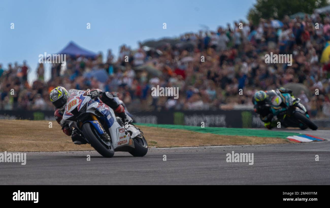 British Super Bikes Thruxton Race Circuit Sunday Race Day Stock Photo ...