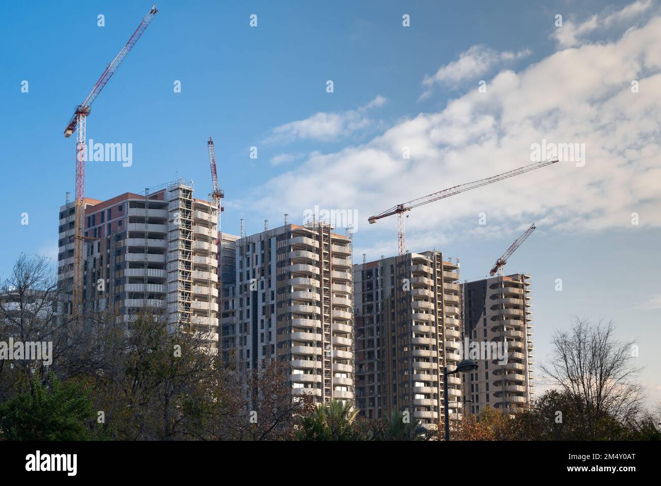 Valencia, Spain - December 19, 2021: Buildings under construction in ...