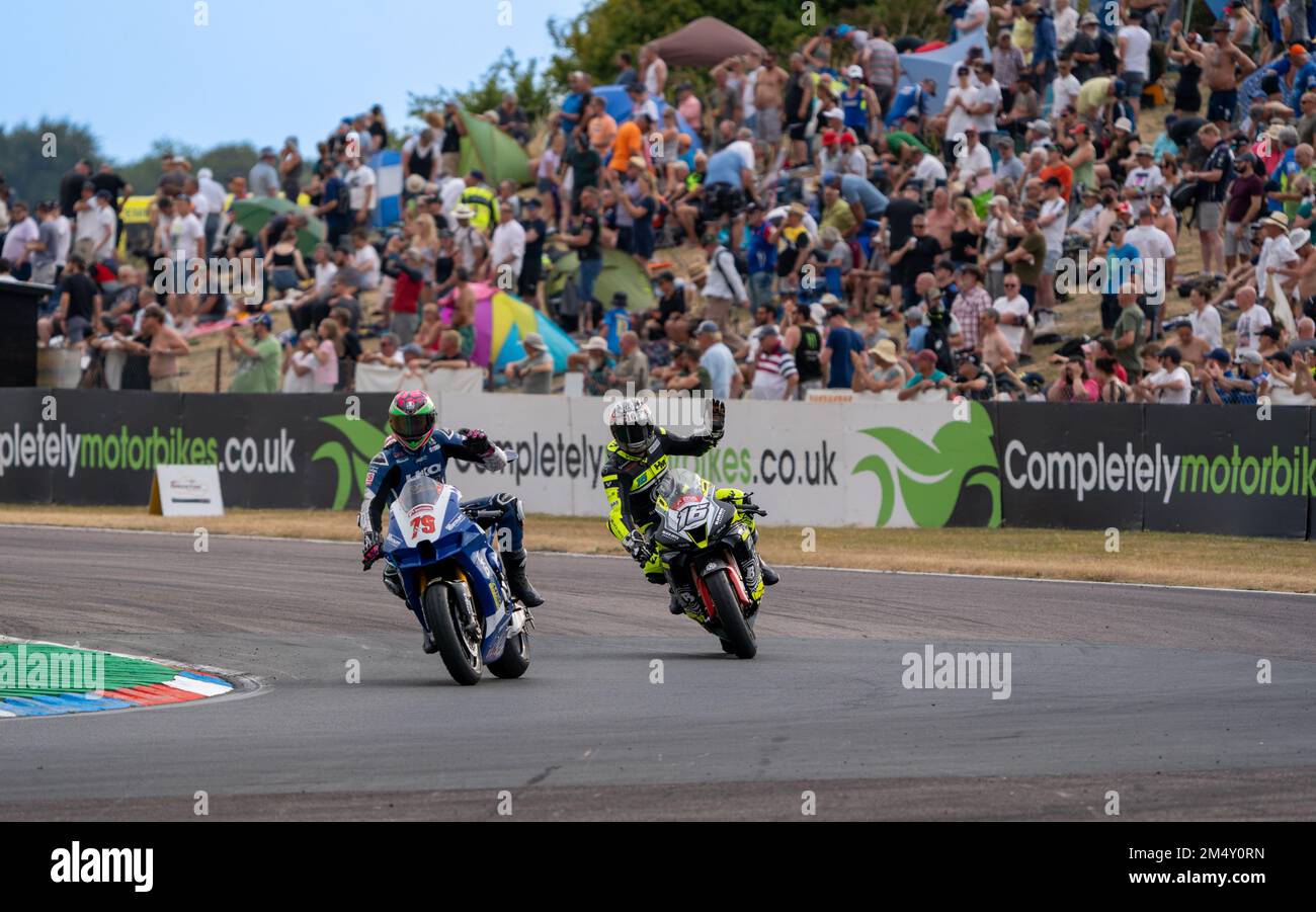 British Super Bikes Thruxton Race Circuit Sunday Race Day Stock Photo ...