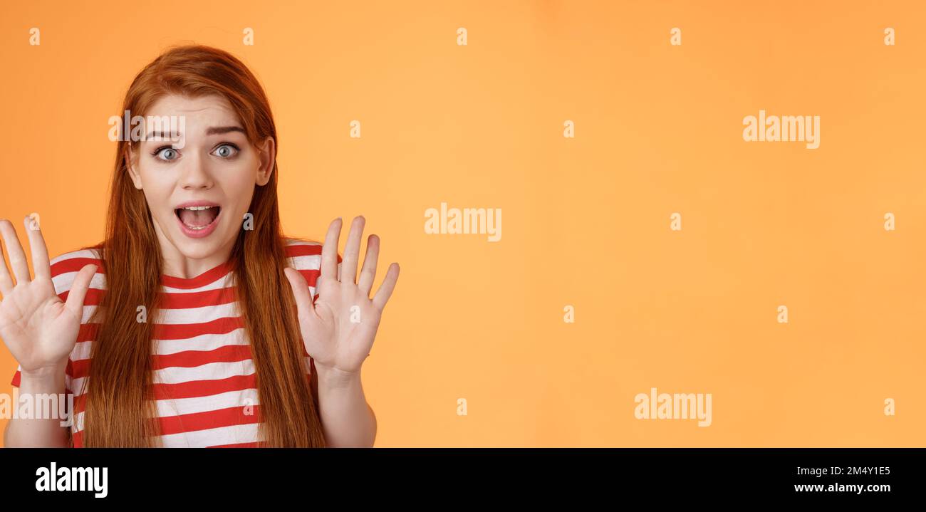 Shocked inssecure worried redhead woman plead not guilty, trying calm ...