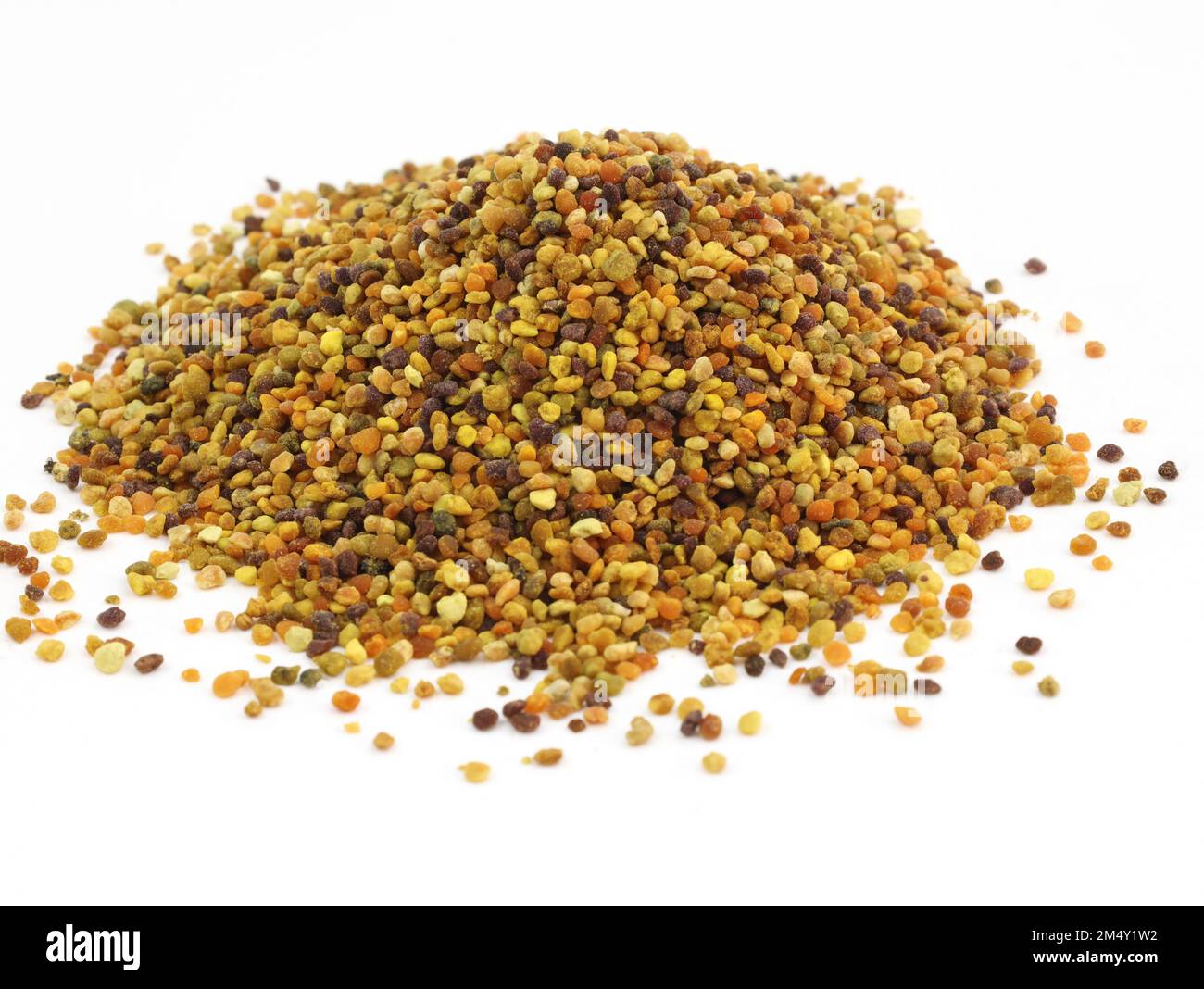Flower pollen grains or bee bread. Pile of bee pollen or perga on white ...