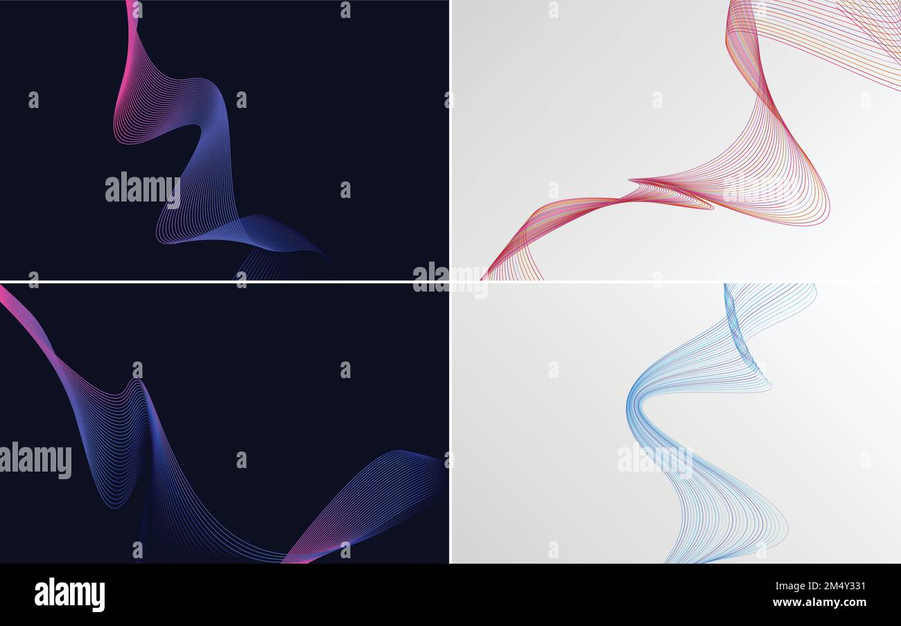 Create a modern and sleek look with a set of 4 abstract waving line ...