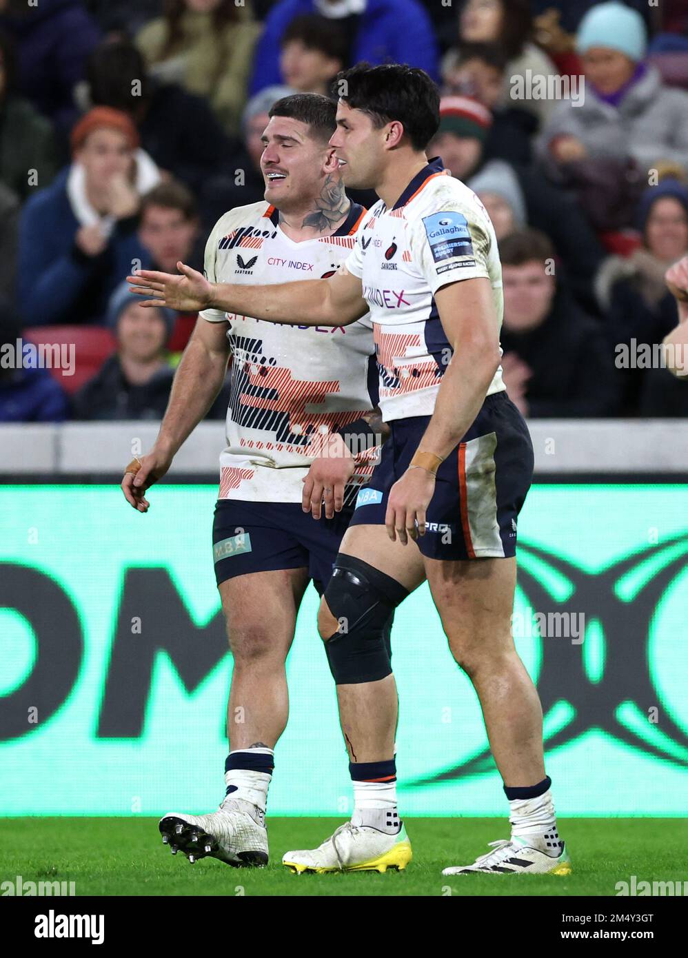 Saracens' Sean Maitland celebrates scoring their side's second try of ...