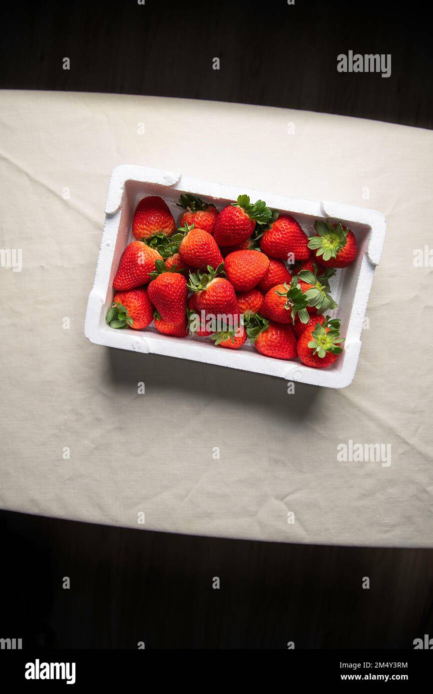 strawberry polyfoam box Stock Photo - Alamy