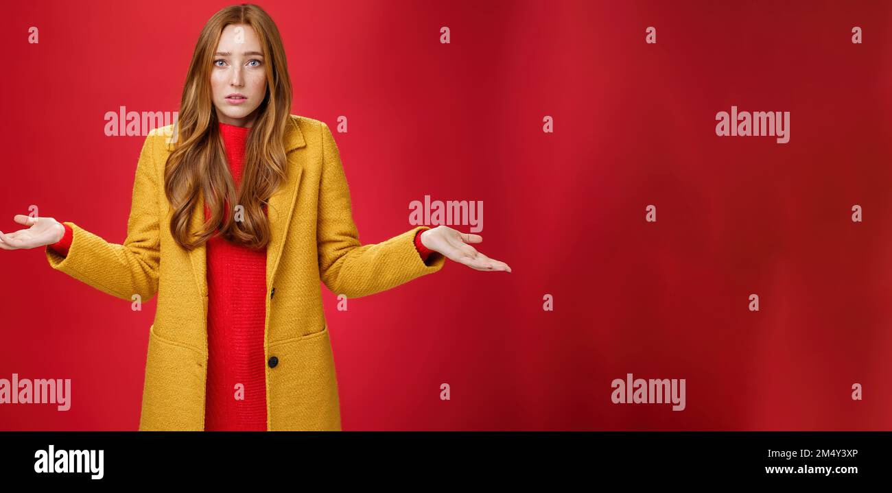 Upset and confused redhead girlfriend cannot understand what happened ...