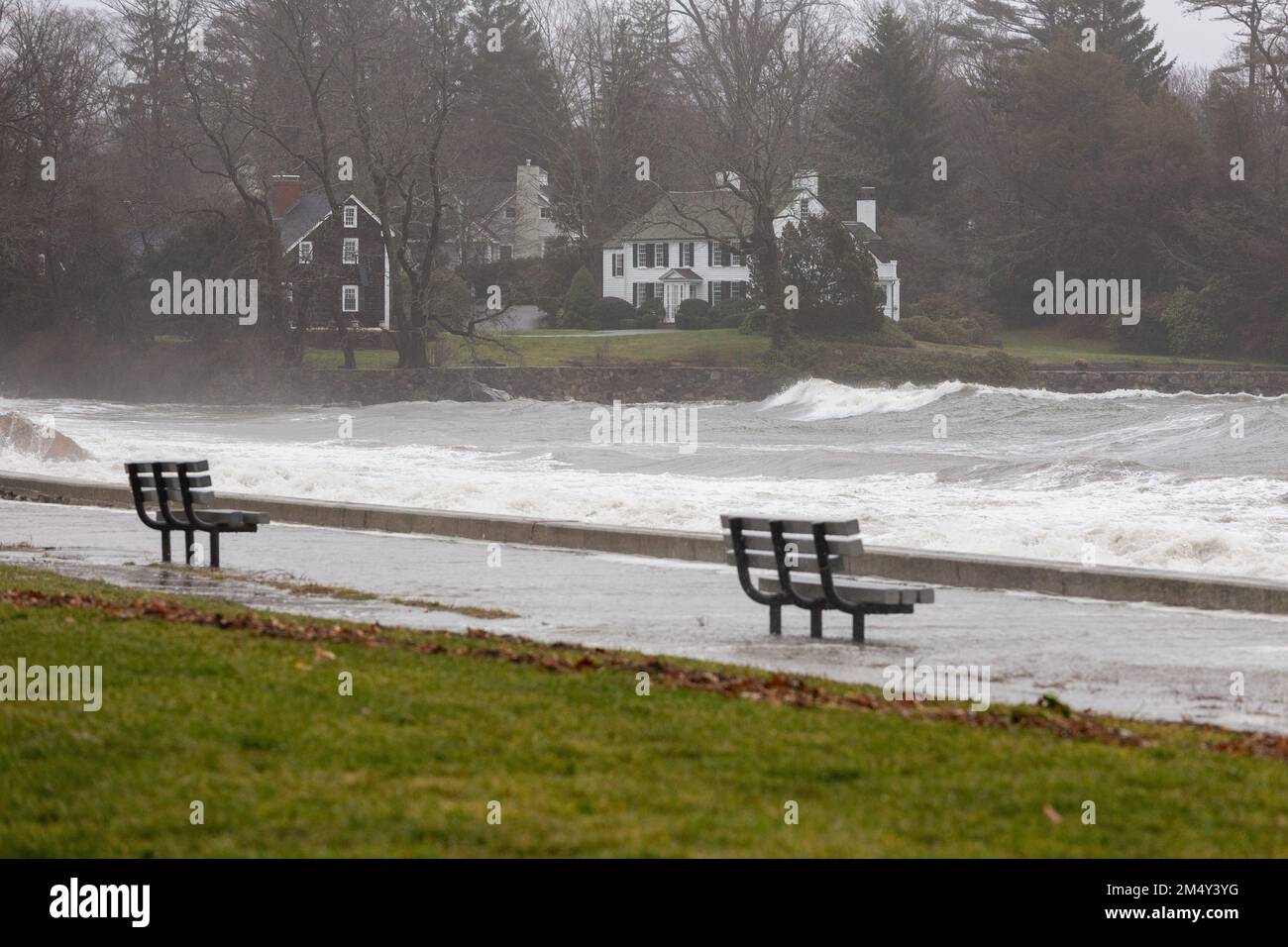 Dec. 23, 2022. Beverly, MA. Ocean flooding during storm at Dane Street ...