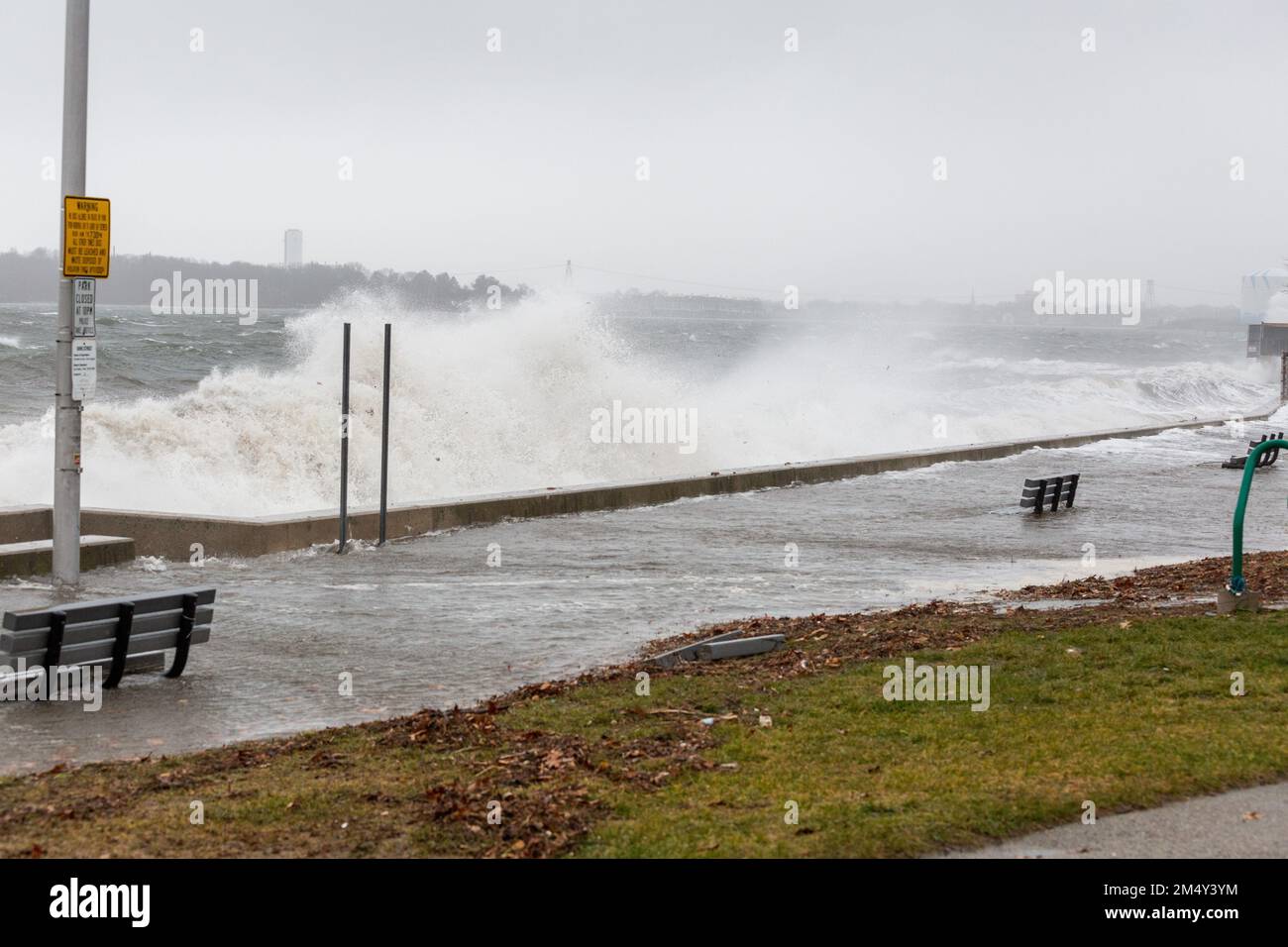 Dec. 23, 2022. Beverly, MA. Ocean flooding during storm at Dane Street ...