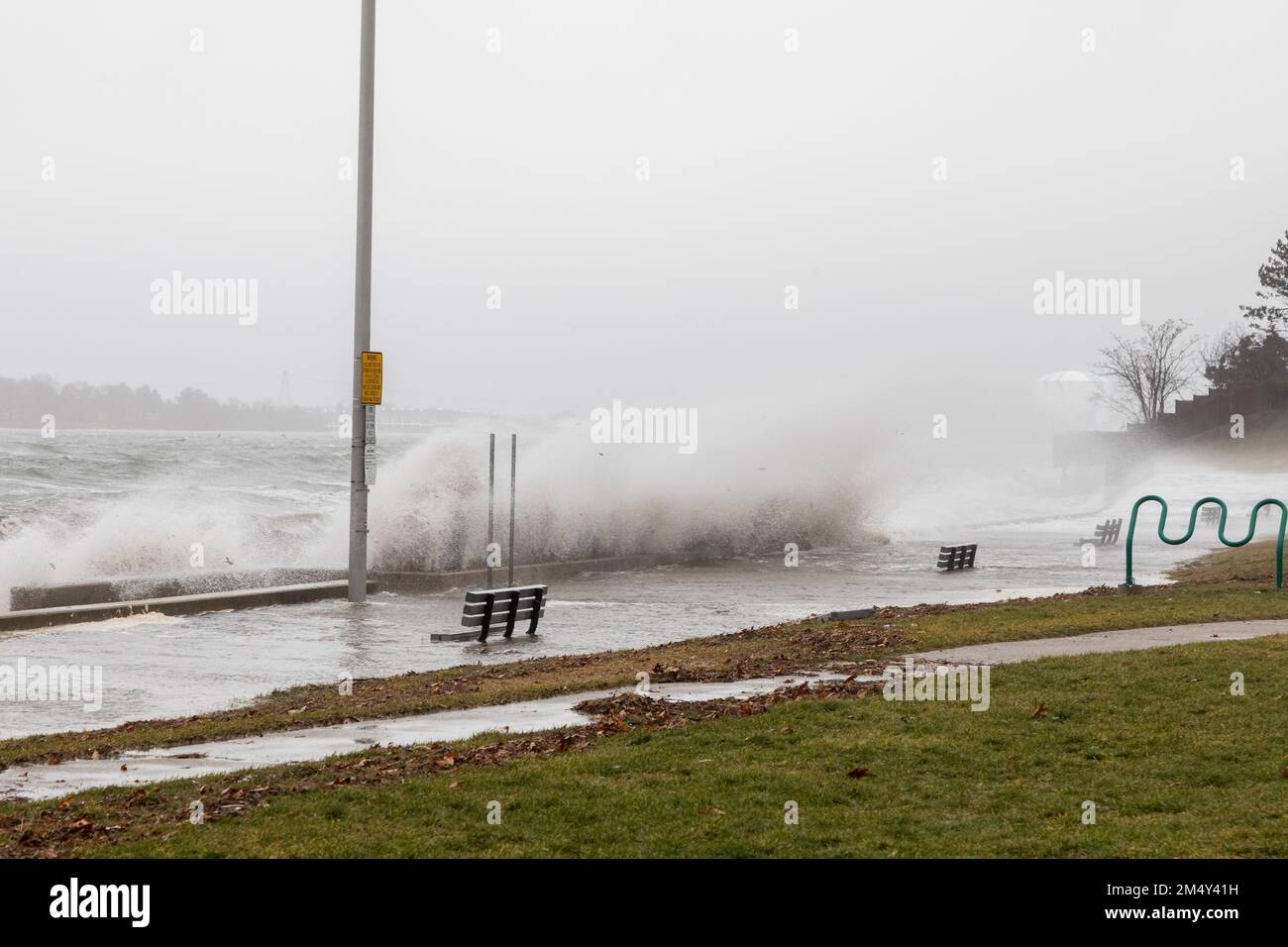 Dec. 23, 2022. Beverly, MA. Ocean flooding during storm at Dane Street ...