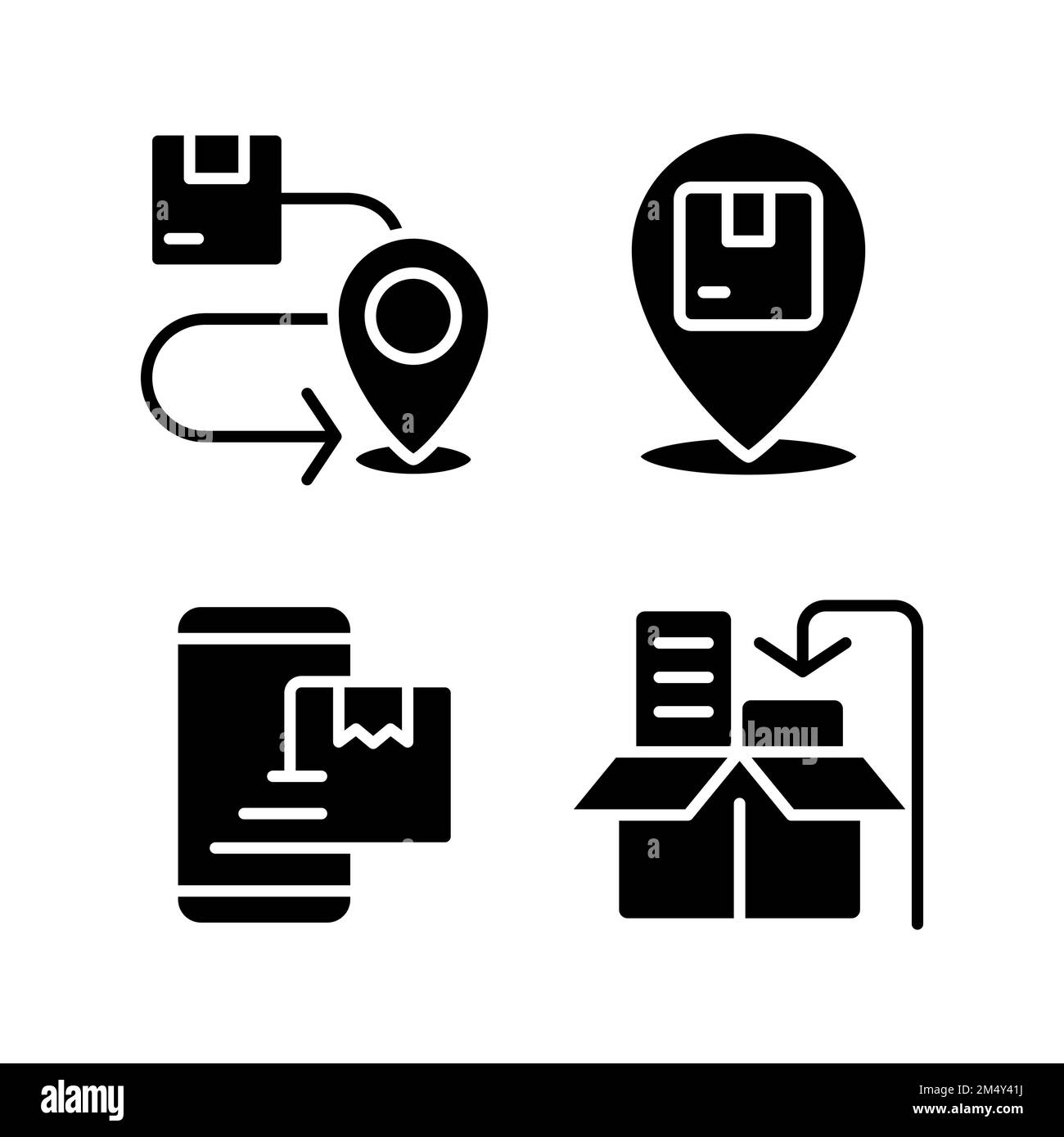 Delivery stages black glyph icons set on white space Stock Vector Image ...