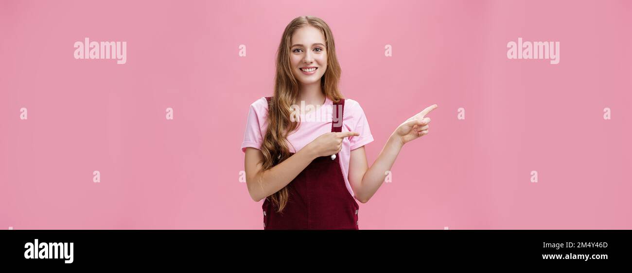 Polite and charismatic pretty young girl with long fair hair in ...