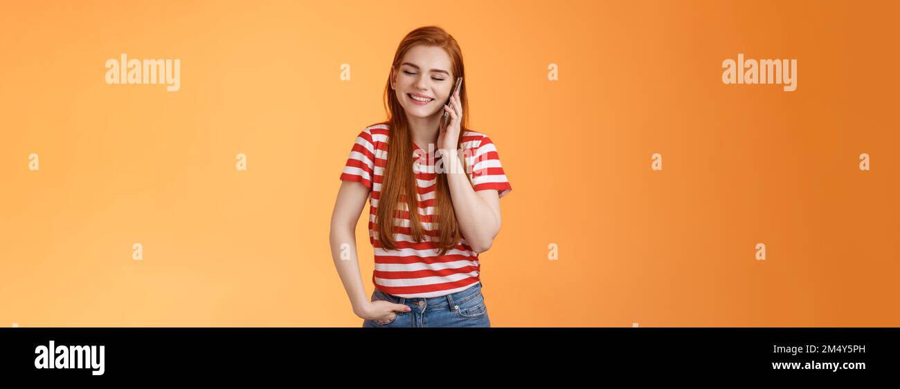 Friendly Talkative Good Looking Redhead Female Chatting Lively Discuss