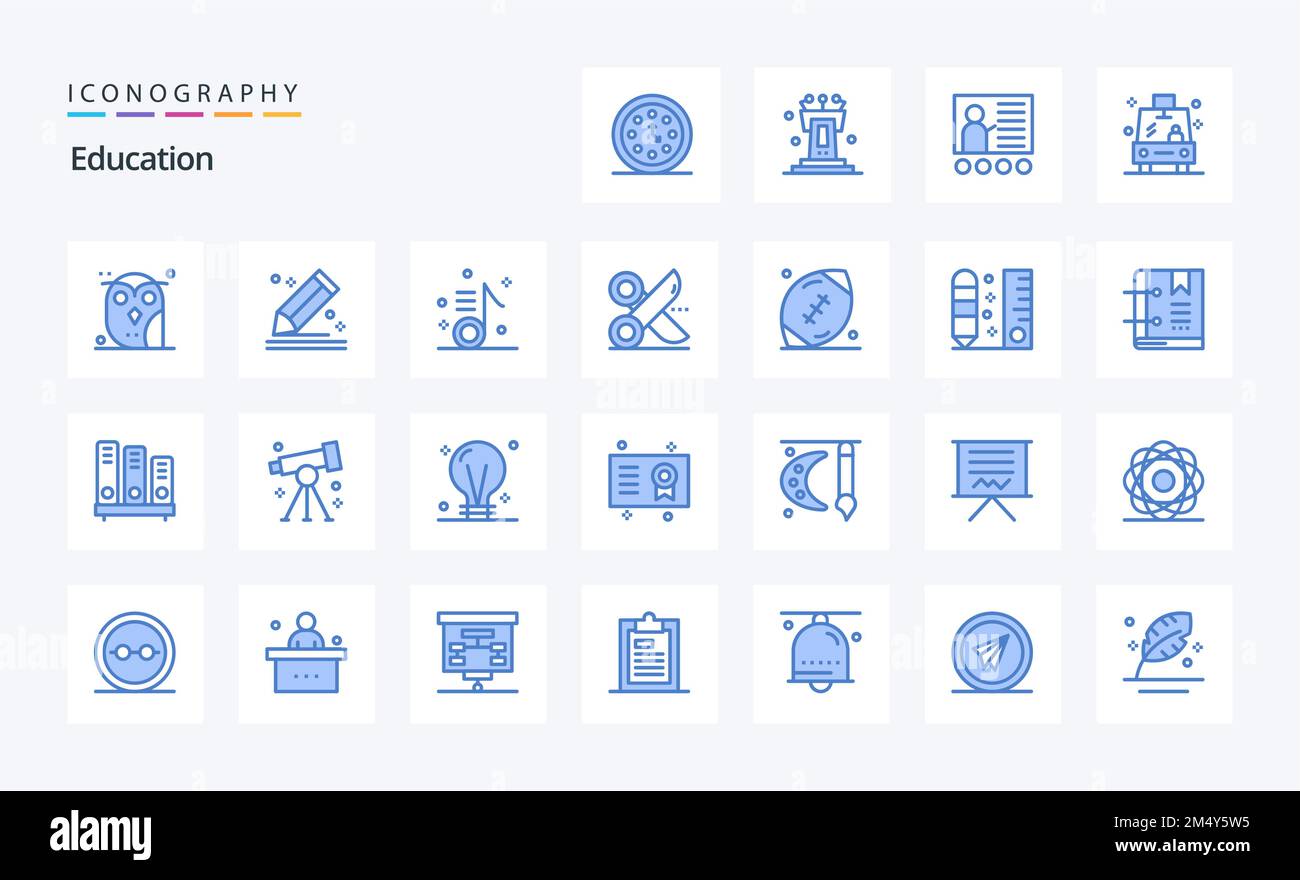25 Education Blue Icon Pack Stock Vector Image And Art Alamy
