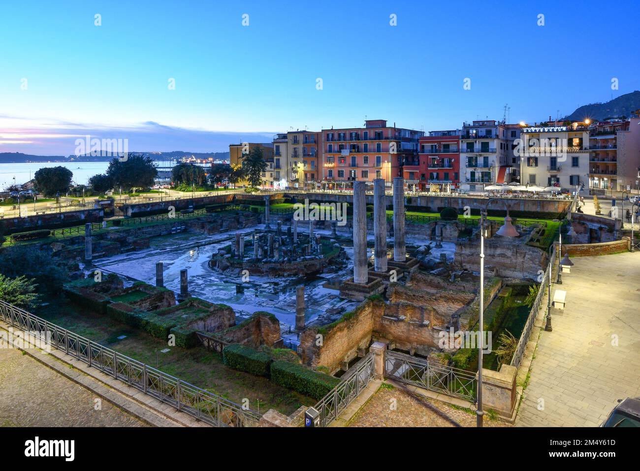 The ruins of an important temple of ancient Rome in Pozzuoli, a town in ...