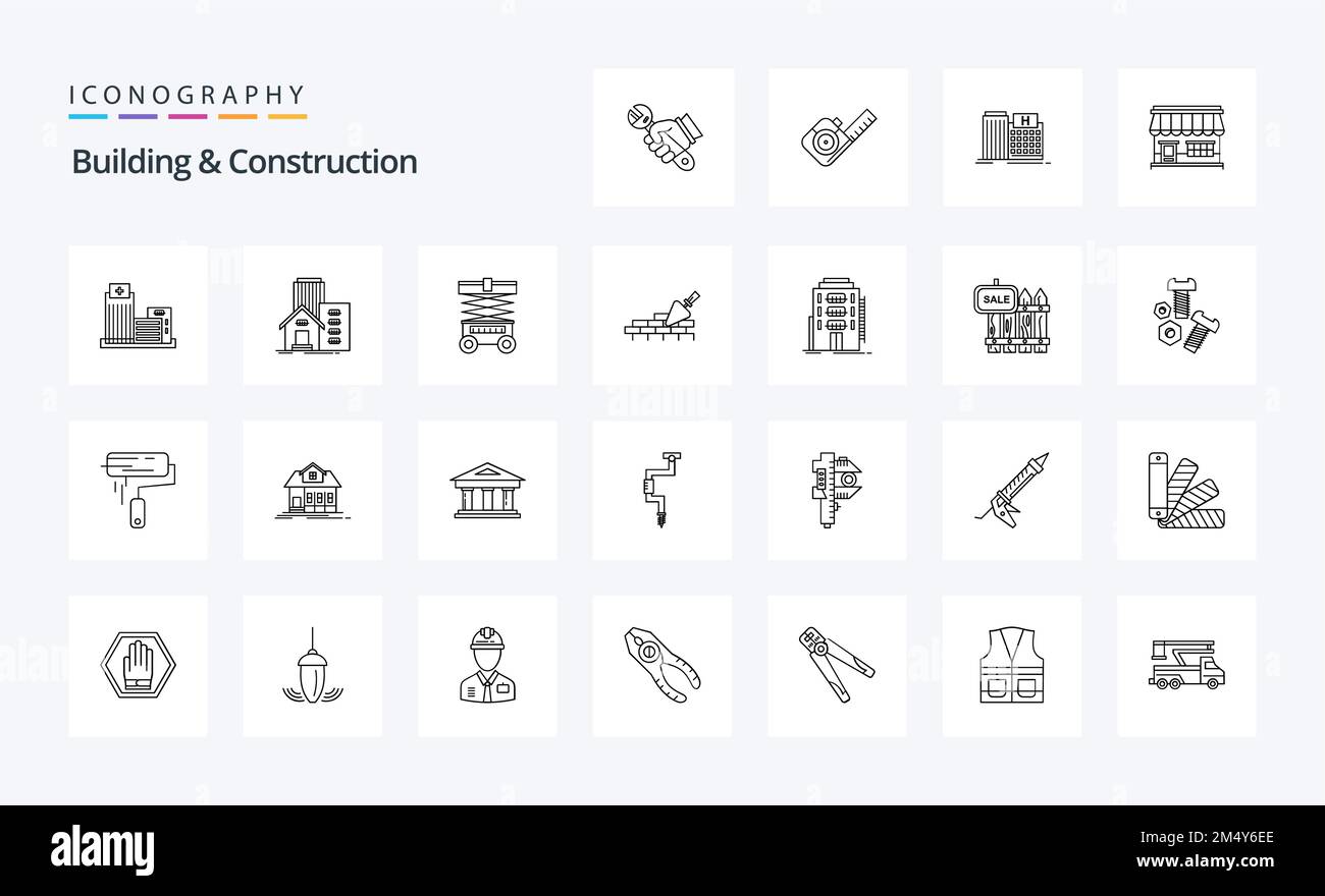25 Building And Construction Line icon pack Stock Vector Image & Art ...