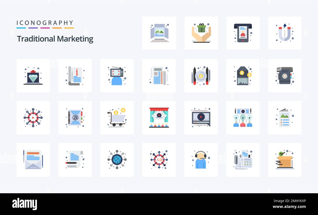 25 Traditional Marketing Flat color icon pack Stock Vector Image & Art ...