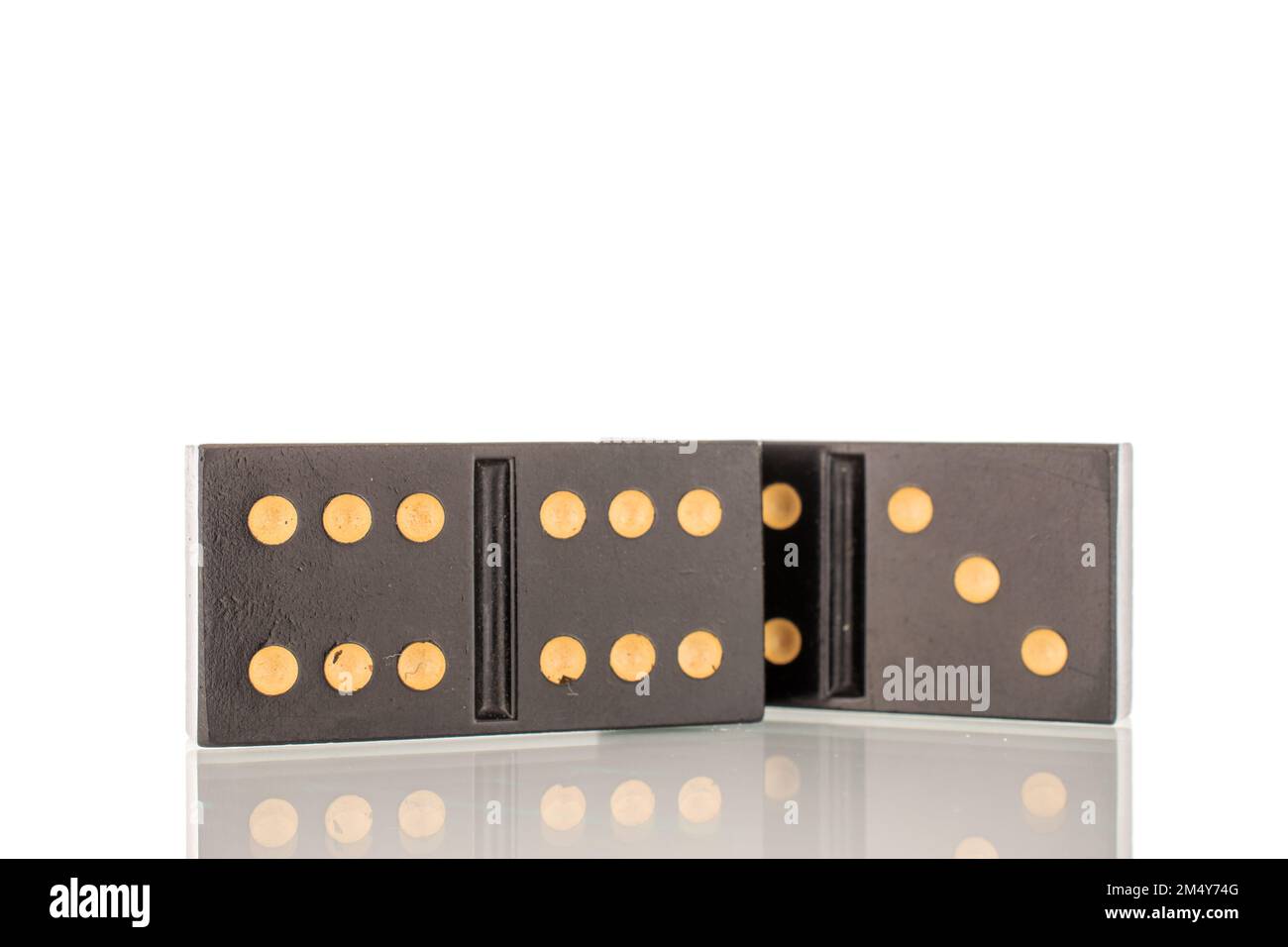 Two dominoes, macro, isolated on white background Stock Photo - Alamy