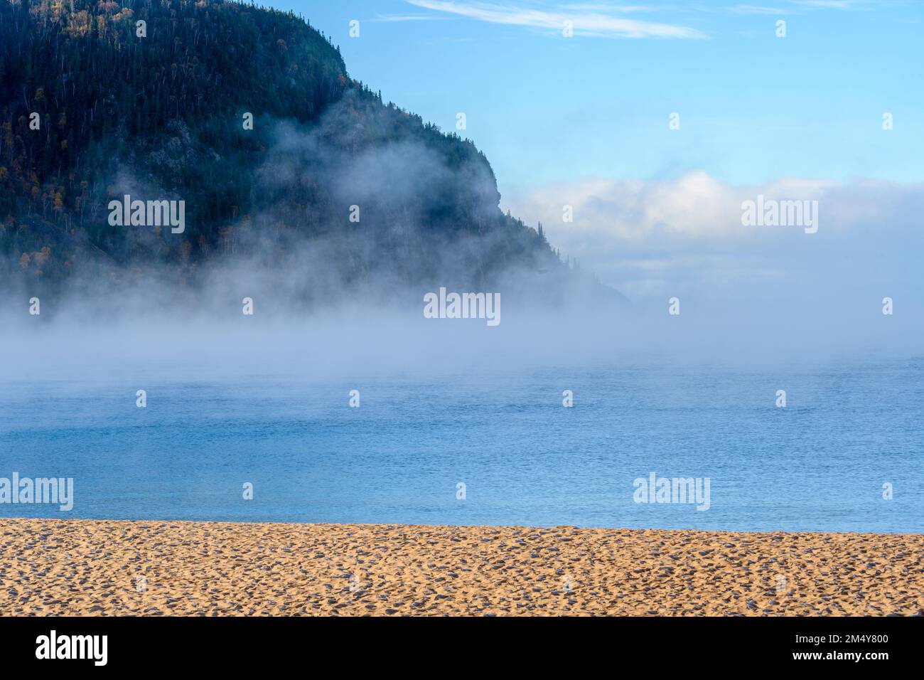 Rising mist, Old Woman Bay, Lake Superior Provincial Park, Old Woman ...