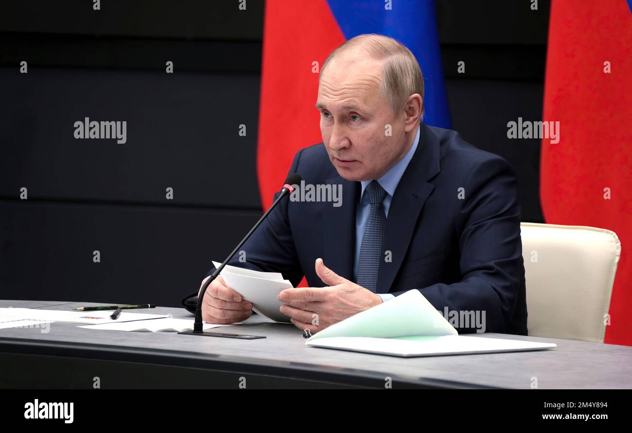 Russian President Vladimir Putin at meeting of Russian defense industry ...