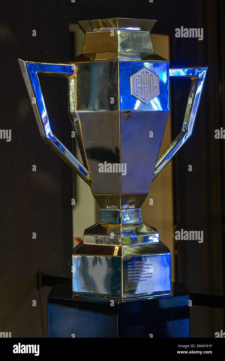 The CHL trophy is on display in the Bossard Arena at the entrance ...