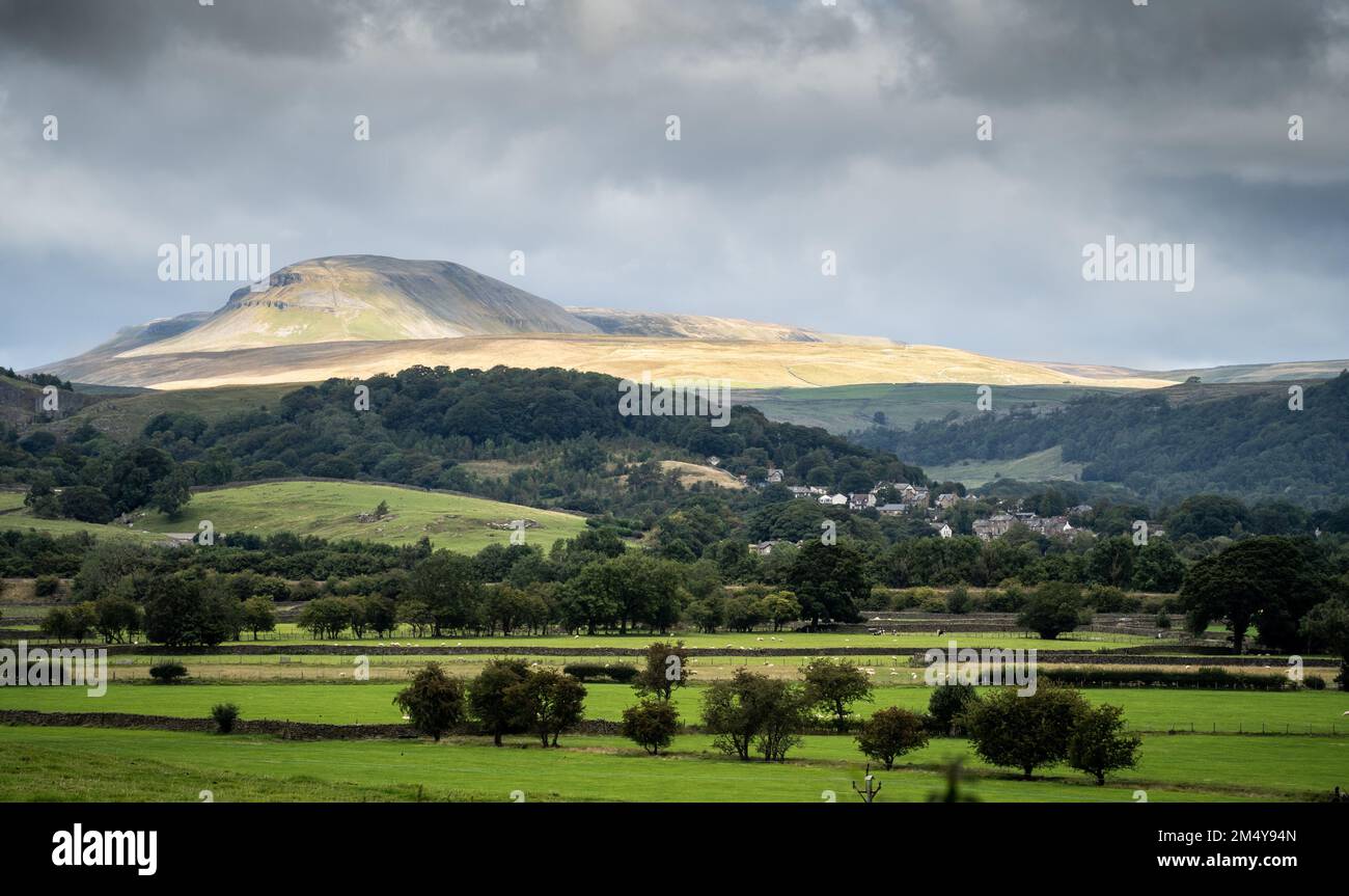A scenic view of Ingleborough mountain in the Yorkshire Dales, England ...
