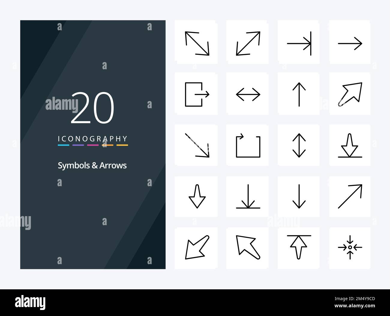20 Symbols Arrows Outline icon for presentation Stock Vector Image ...