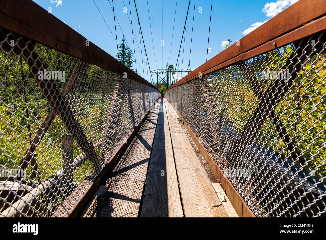 Foot bridge over Skagit River; Gorge Dam; Skagit River; North Cascades ...