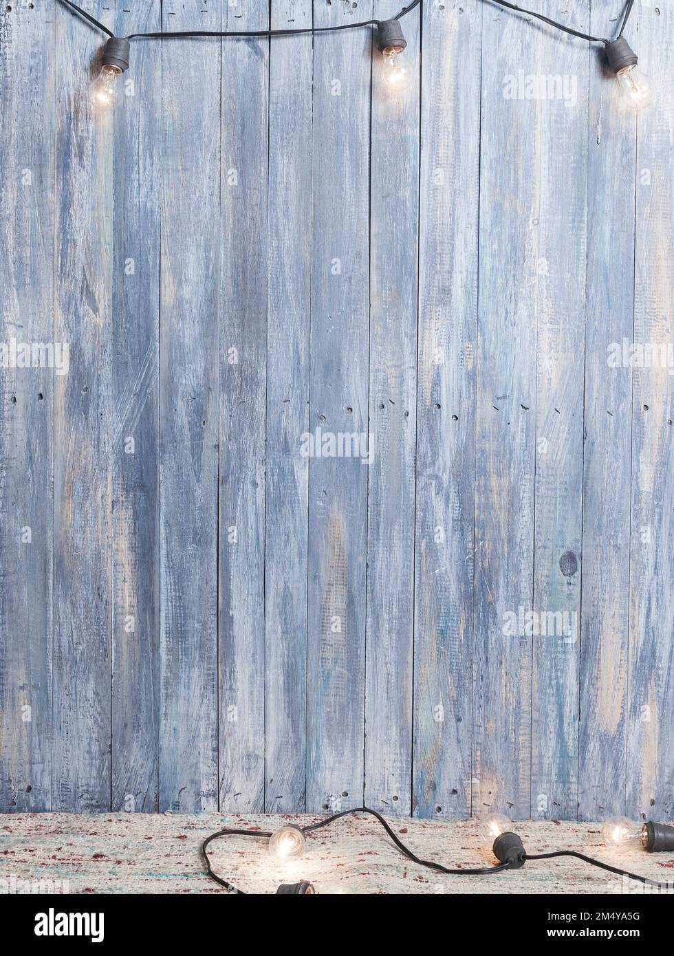 Background and texture - textured blue wood background with light bulbs ...