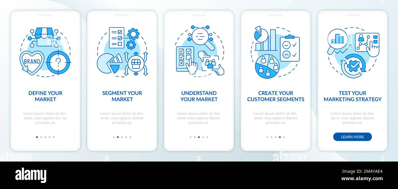 Get Started With Segmentation Blue Onboarding Mobile App Screen Stock Vector Image And Art Alamy