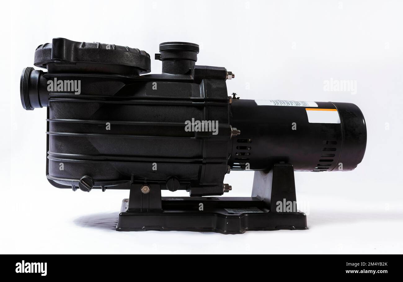 Sand filter pump for swimming pool on isolated background. Compressor ...