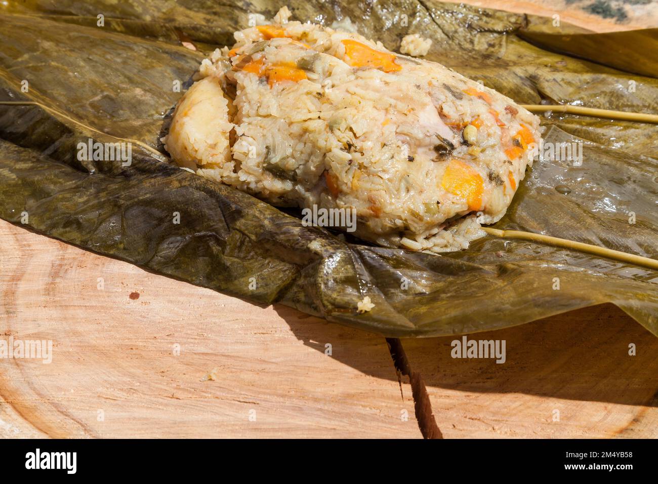 Tasty Tamale With Rice Wrapped In Bijao Leaf Stock Photo - Alamy