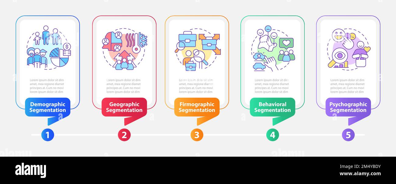 Type of market segmentation rectangle infographic template Stock Vector ...