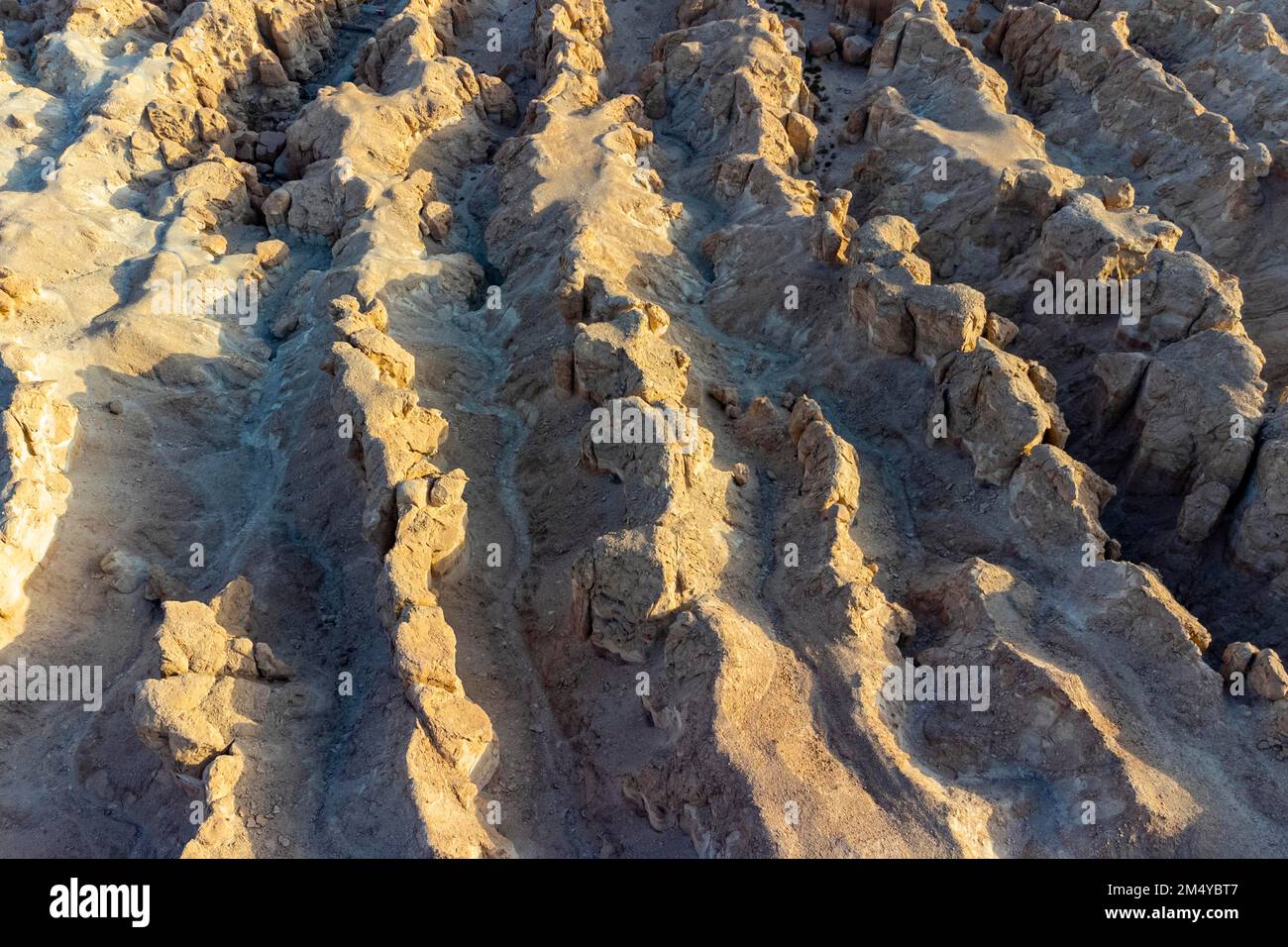 Aerial of the Al Qarah mountain, Unesco site Al Ahsa Oasis, Hofuf ...
